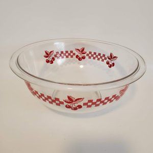 Pyrex | Dining | Vtg Pyrex 323 Red Cherry Checkered Gingham Clear Glass ...